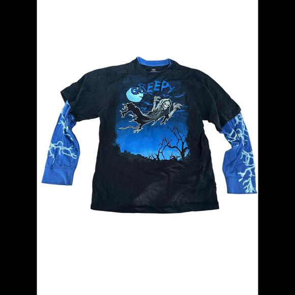 Shirts & Tops | Teen Boys Creepy Grim Reaper Blue And Black Long Sleeve ...